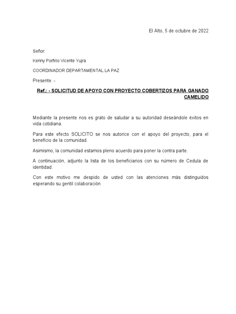 Solicitud de Proyecto | PDF