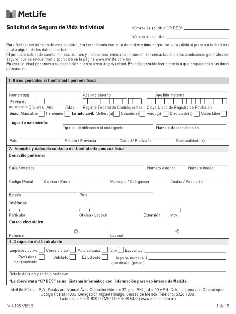 Soliitud de Vida Individual | PDF | Seguro | Póliza de seguros Soliitud de Vida Individual | PDF | Seguro | Póliza de seguros