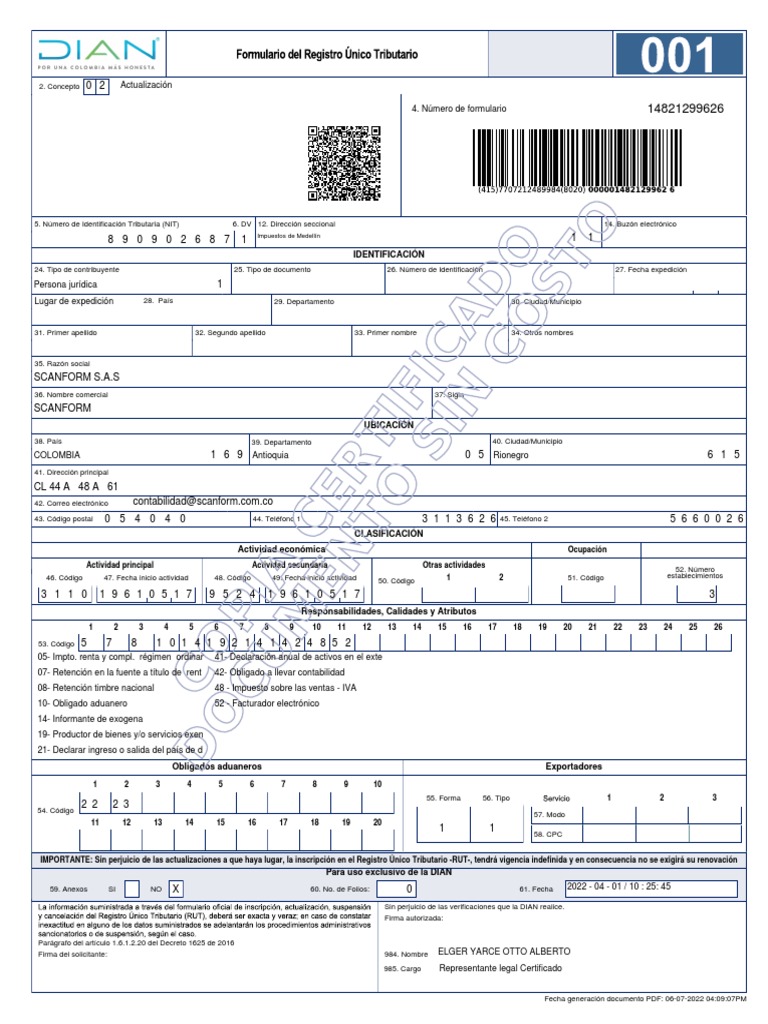 Rut Scanform | PDF | Economias | Gobierno