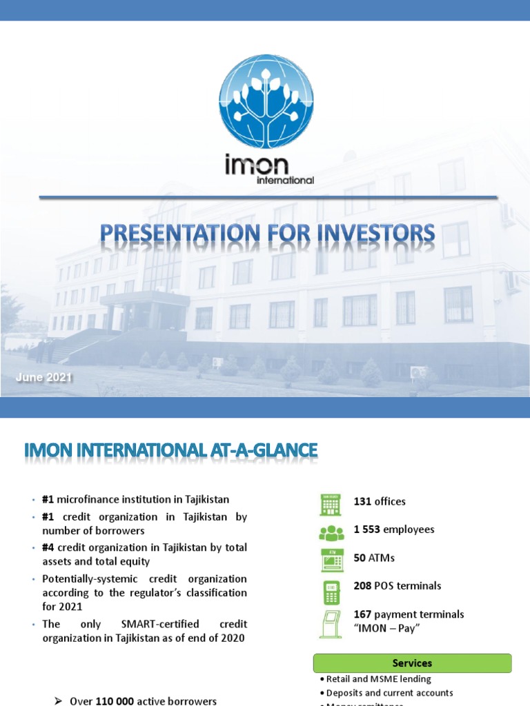IMON International: Tajikistan's Leading MFI | PDF | Microcredit | Banks