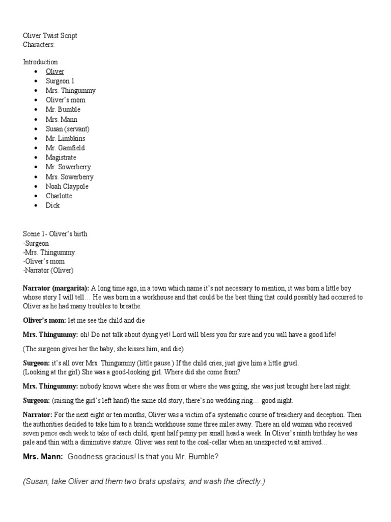 Oliver Twist Script Pdf Nancy Oliver Twist Fagin