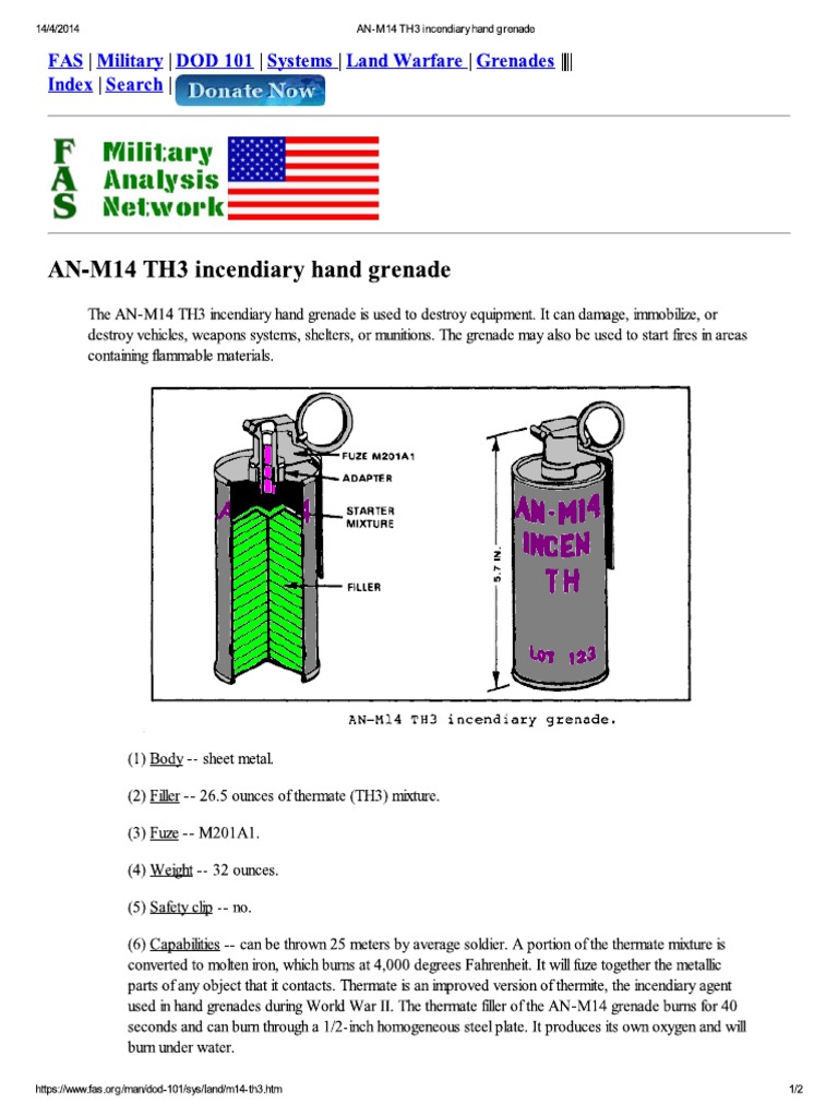 AN-M14 TH3 Incendiary Hand Grenade | PDF