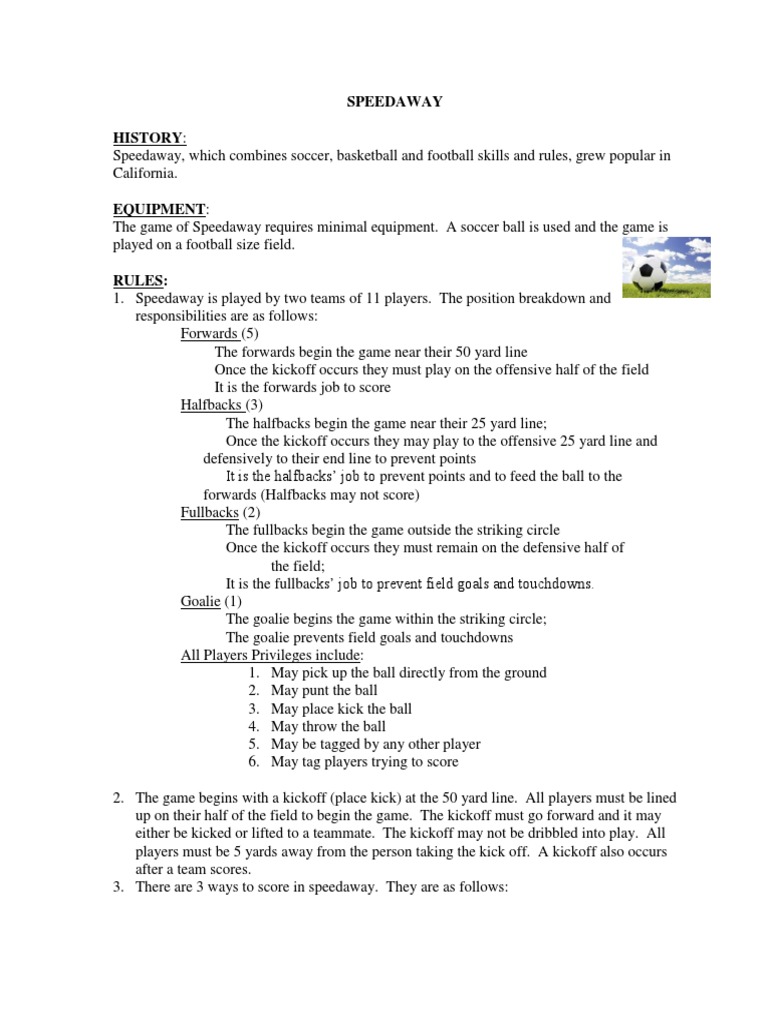Speedaway | PDF | Touchdown | American Football