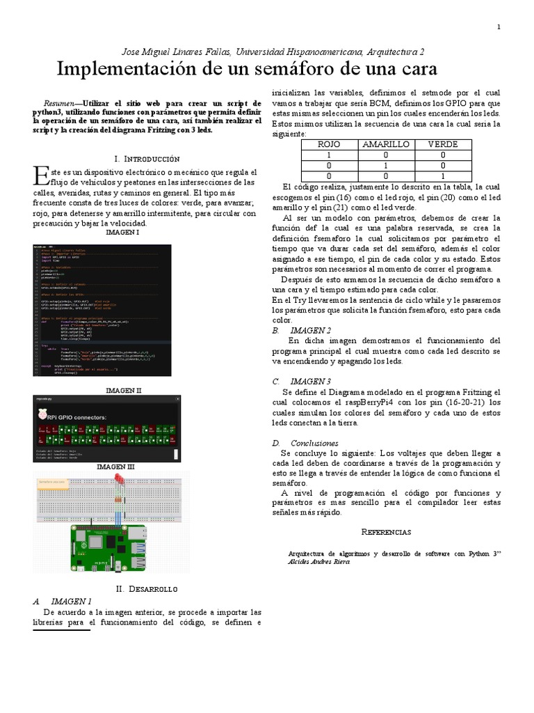 Script Python para Semáforo con LEDs | PDF | Semáforo | Diodo emisor de luz