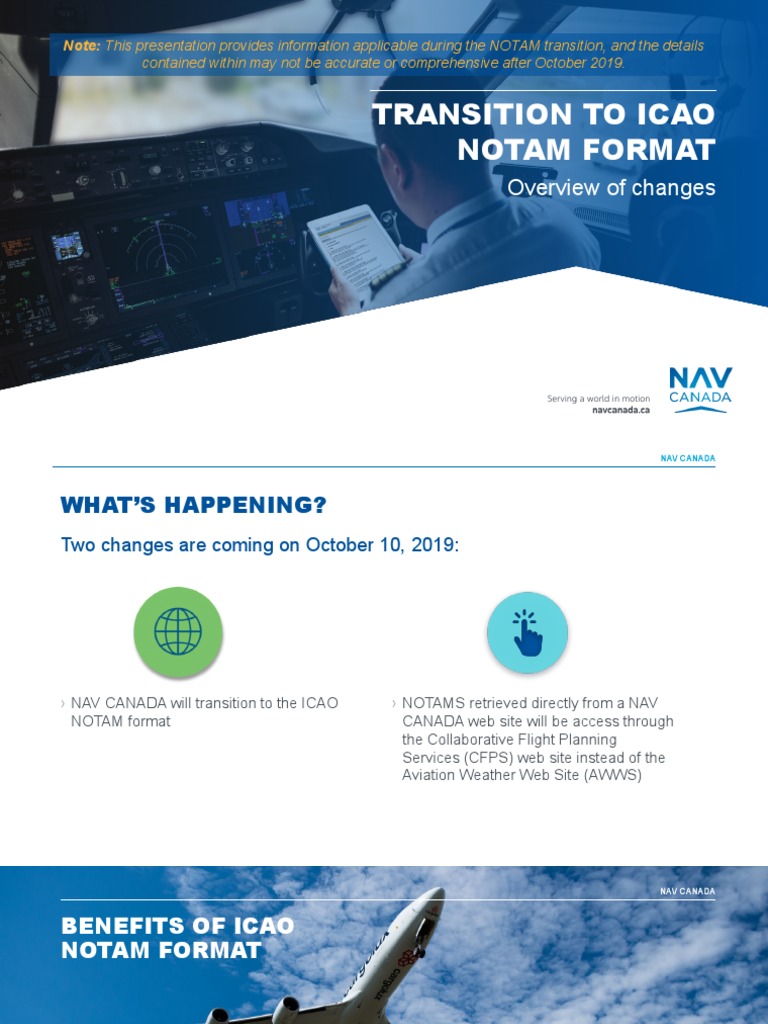 Transition To ICAO NOTAM Format - Overview Presentation | PDF ...