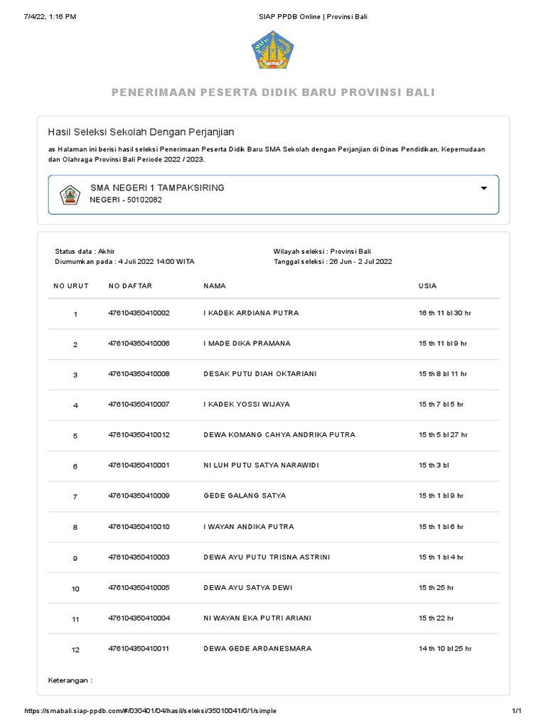 SIAP PPDB Online - Provinsi Bali Perjanjian | PDF