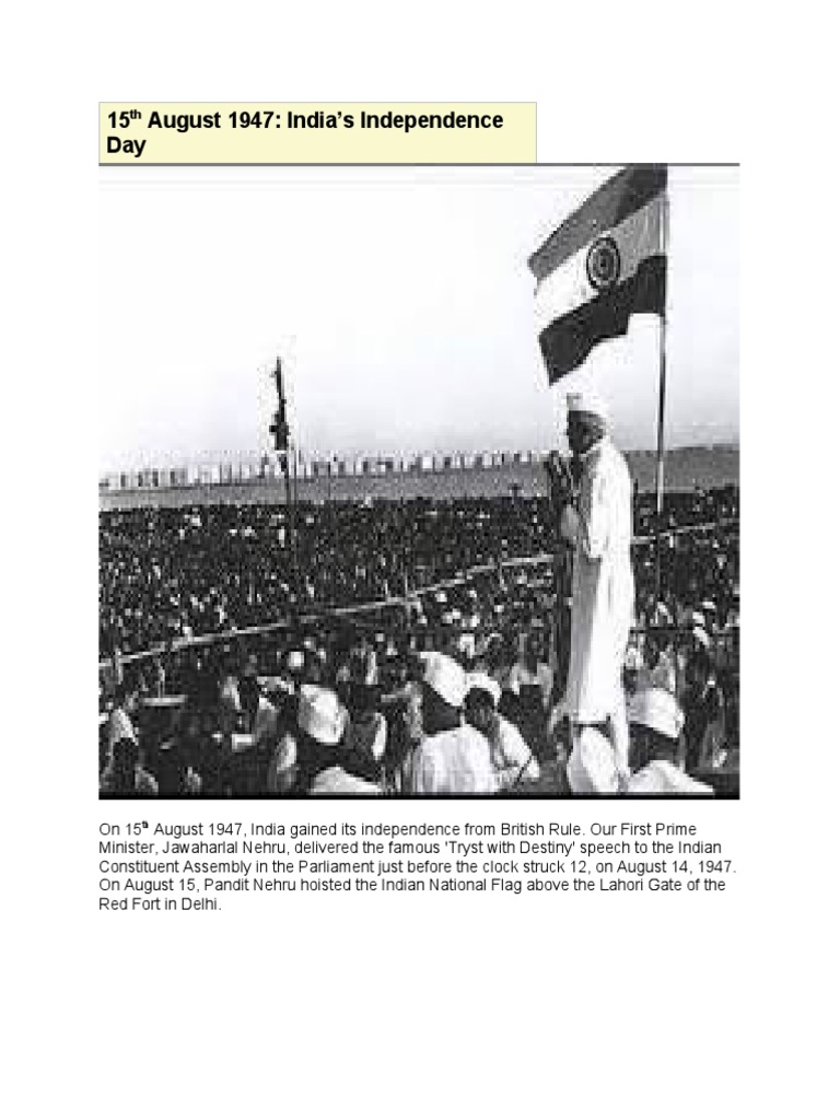 15 August 1947: India's Independence Day | PDF | Jawaharlal Nehru ...