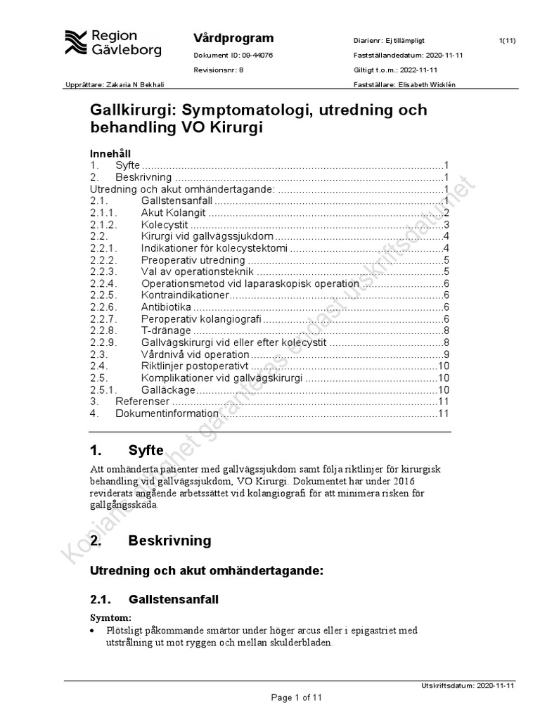 Gallkirurgi Symptomatologi, Utredning Och Behandling VO Kirurgi | PDF