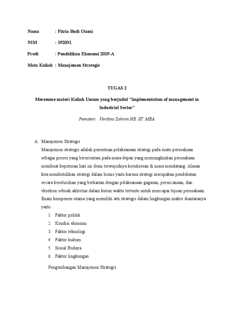Nama: Fitria Budi Utami NIM: 192031 Prodi: Pendidikan Ekonomi 2019-A ...