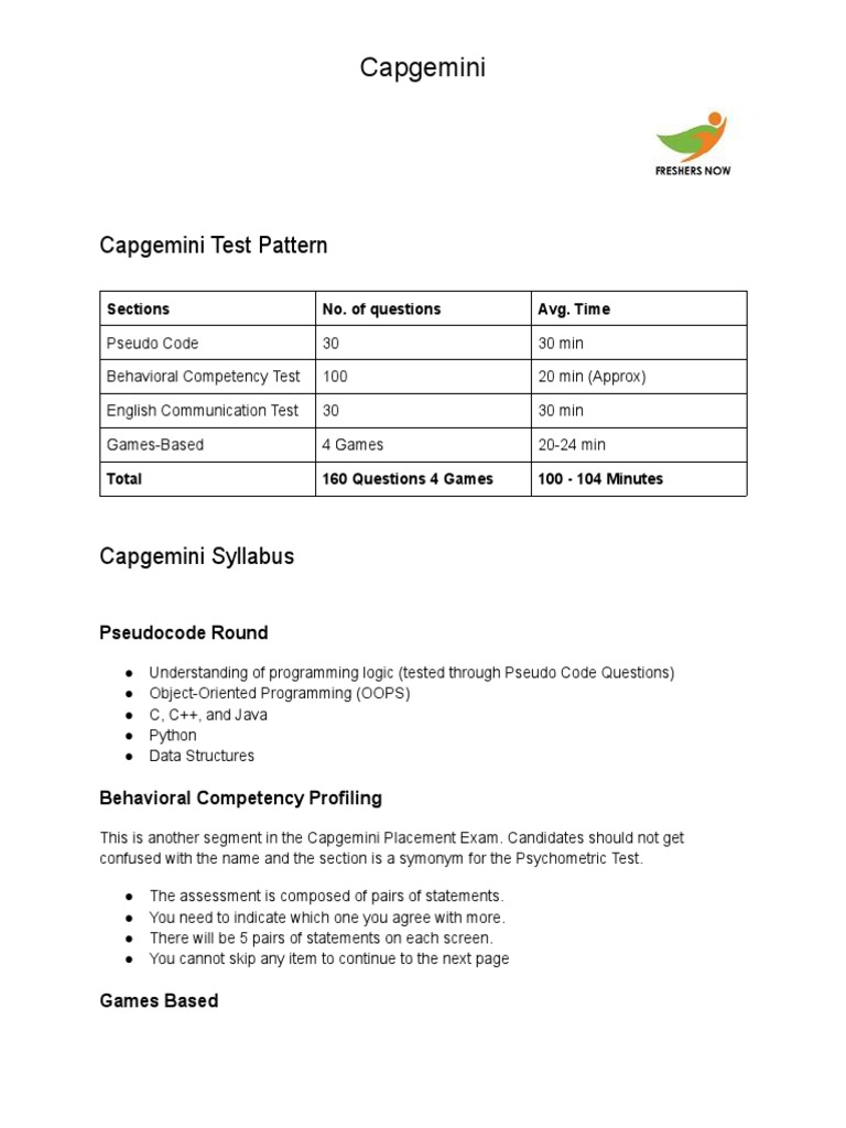Capgemini Topics Pattern | PDF