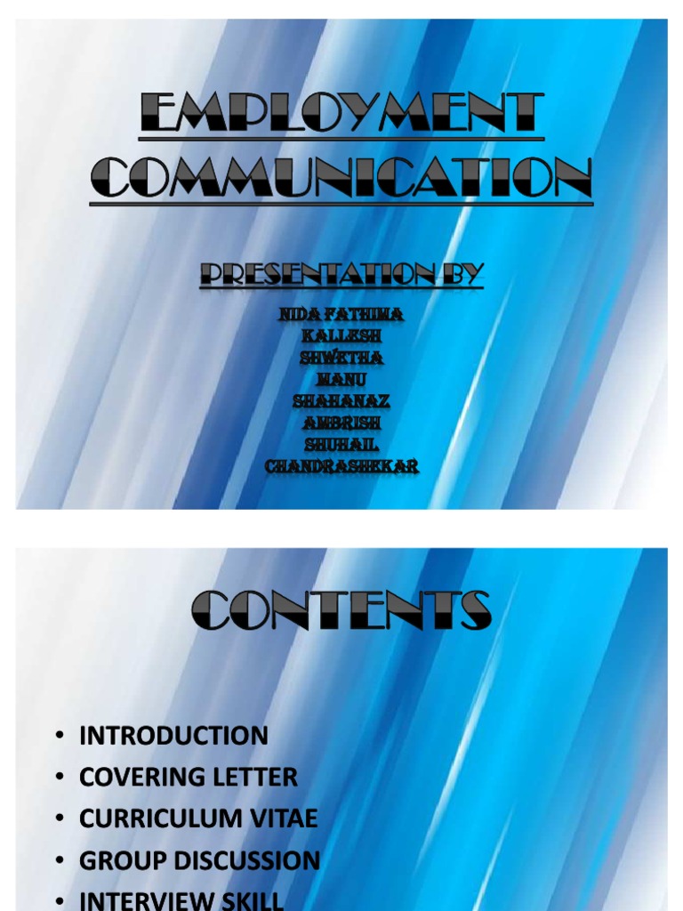 Employment Communication | PDF | Résumé | Interview