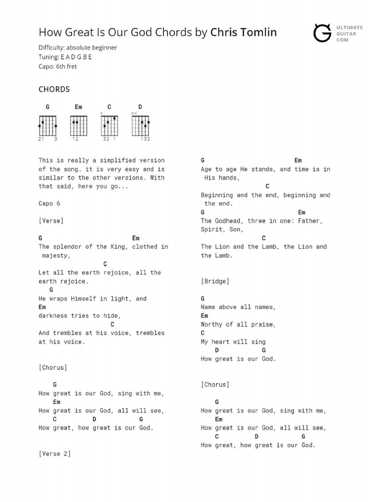 How Great Is Our God Chords | PDF