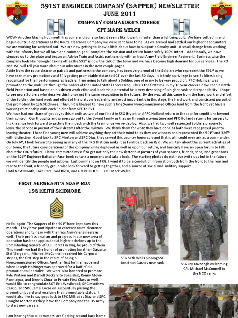 Company Commander'S Corner CPT Mark Welch | PDF | Staff Sergeant | Sergeant