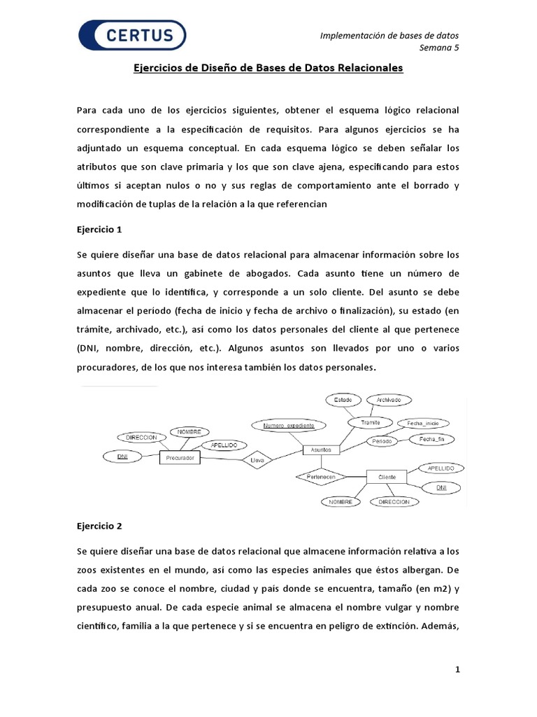 Ejercicios Diseo Base de Datos Relacionales | PDF | Bases de datos | Base de datos relacional