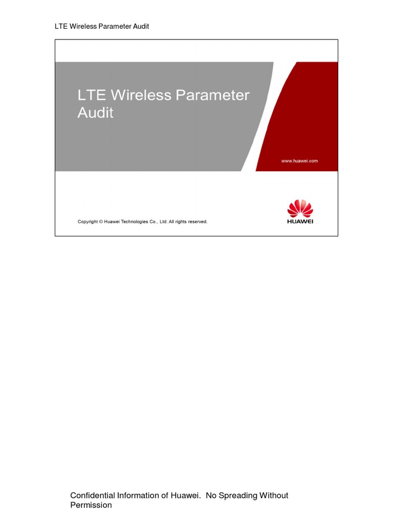 Huawei LTE Wireless Parameter Audit | PDF | Cellular Network | Lte ...