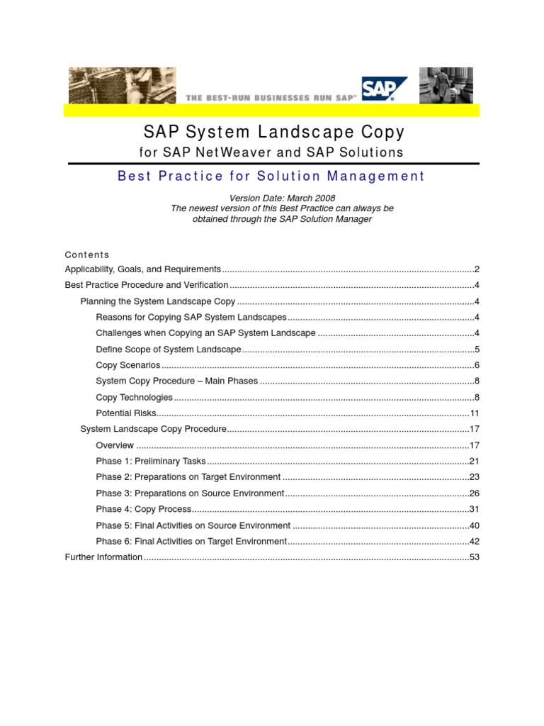 SAP System Landscape Copy: Best Practice For Solution Management | PDF ...