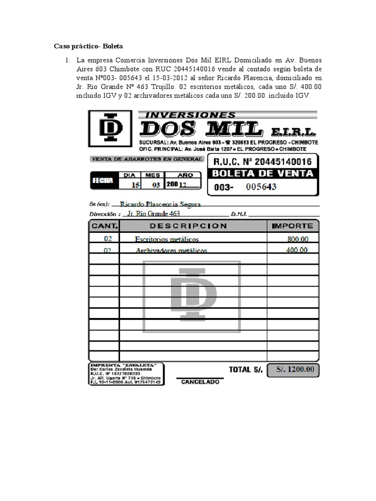 Ejemplos de Boletas y Facturas Comerciales | PDF | Economias | Dinero