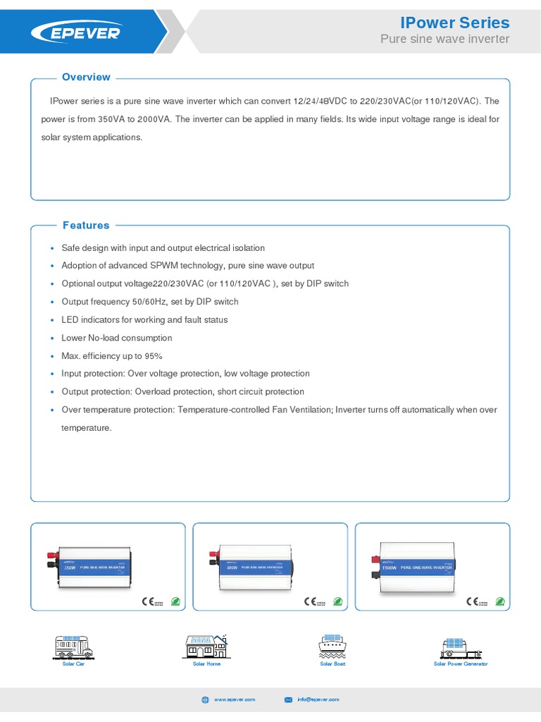 EPEVER Datasheet IPower 220v 1 | PDF | Power Inverter | Power Supply