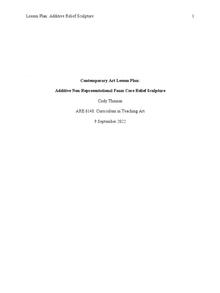 Thomas Contemporary Art Lesson Plan | PDF | Sculpture | Abstract Art