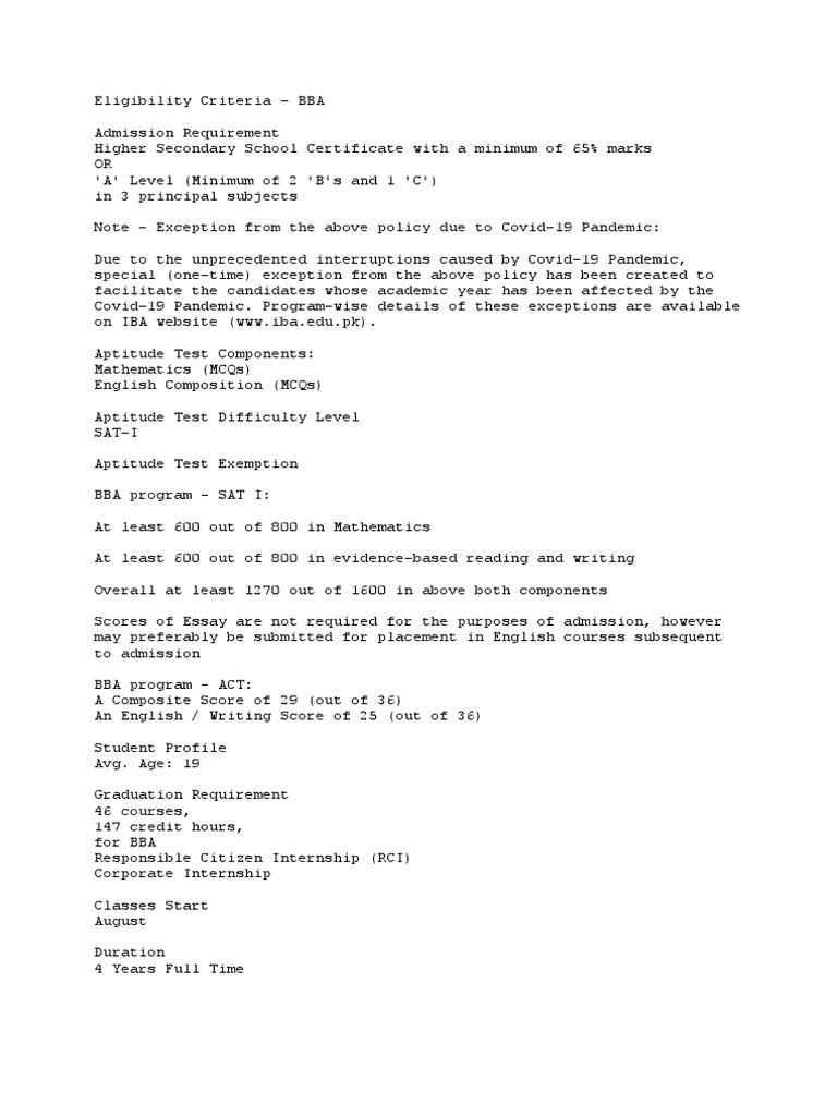 Bba Entry Test | PDF