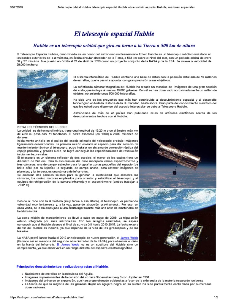 Hubble Telescopio Espacial | PDF | telescopio espacial Hubble | Galaxia