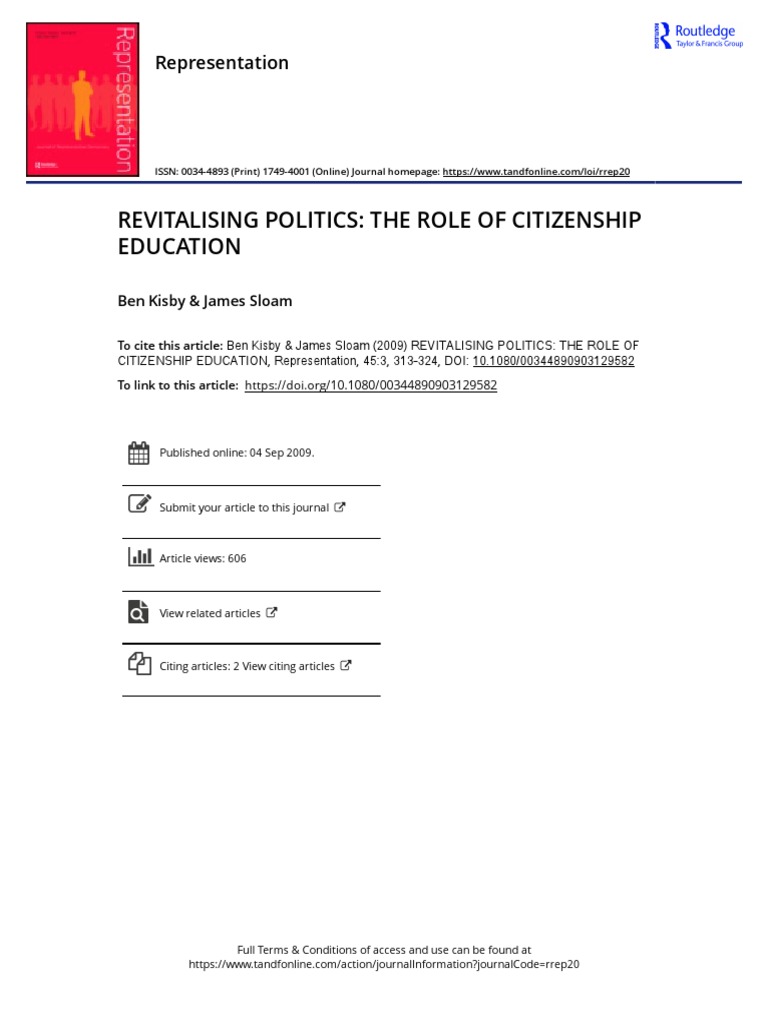 Revitalising Politics The Role of Citizenship Education | PDF | Social ...