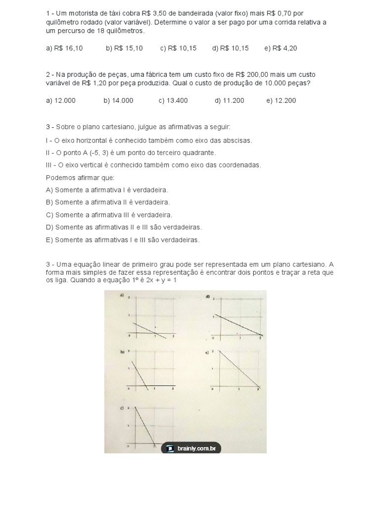 Prova 8 Ano / 3 Bimestre / Matemática | PDF