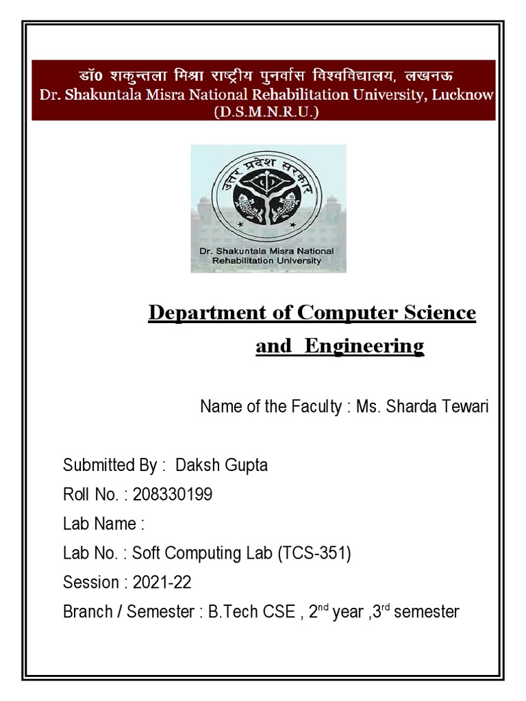 Soft Computing Lab | PDF | Boolean Algebra | Teaching Mathematics