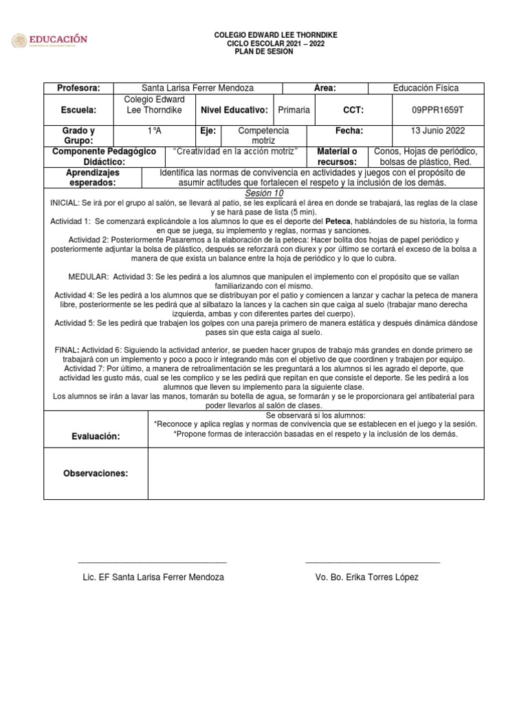 Sesiones de Educación Física: Peteca e Indiaca | PDF | Educación ...