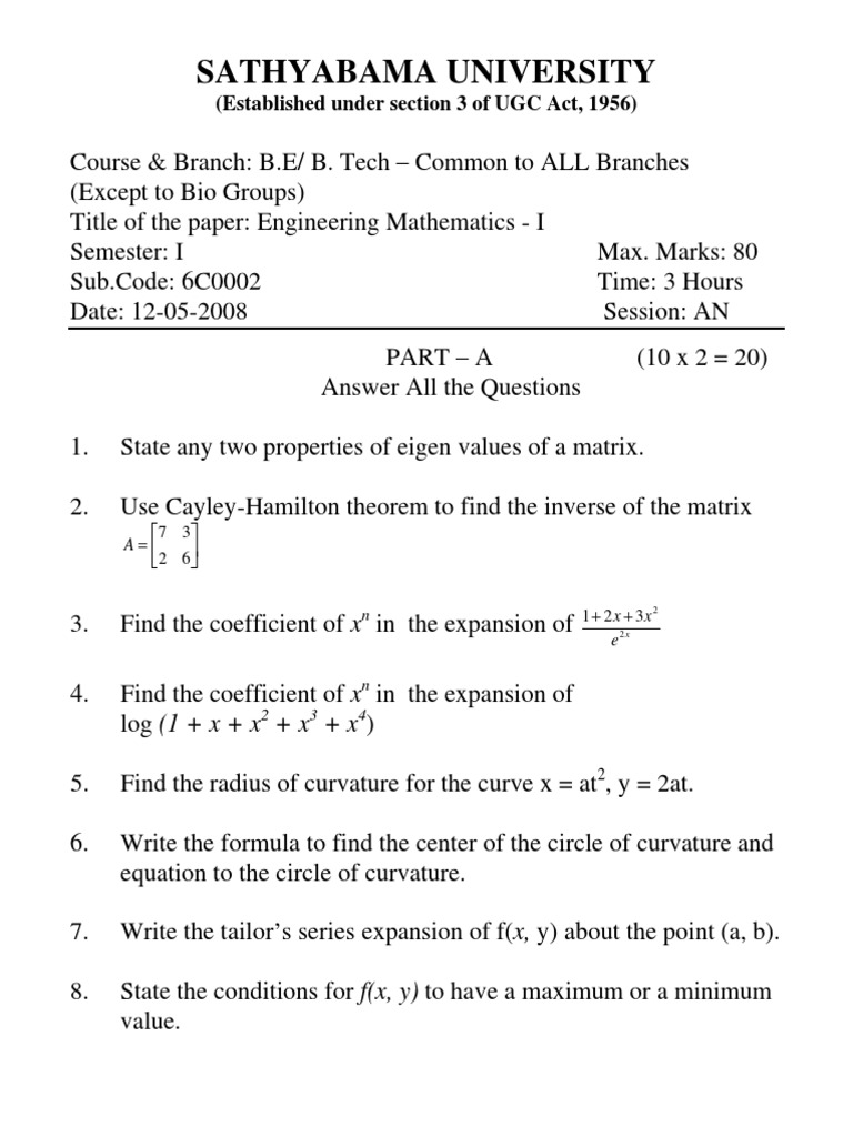 (WWW - Entrance-Exam - Net) - Sathyabhama University B.EB. Tech - 1st ...