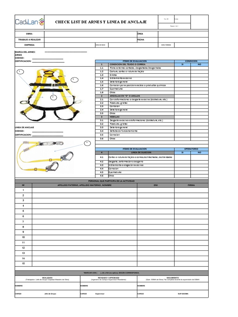 Check List de Arnes Ver.00 | PDF | Materiales | Ingeniería de productos ...