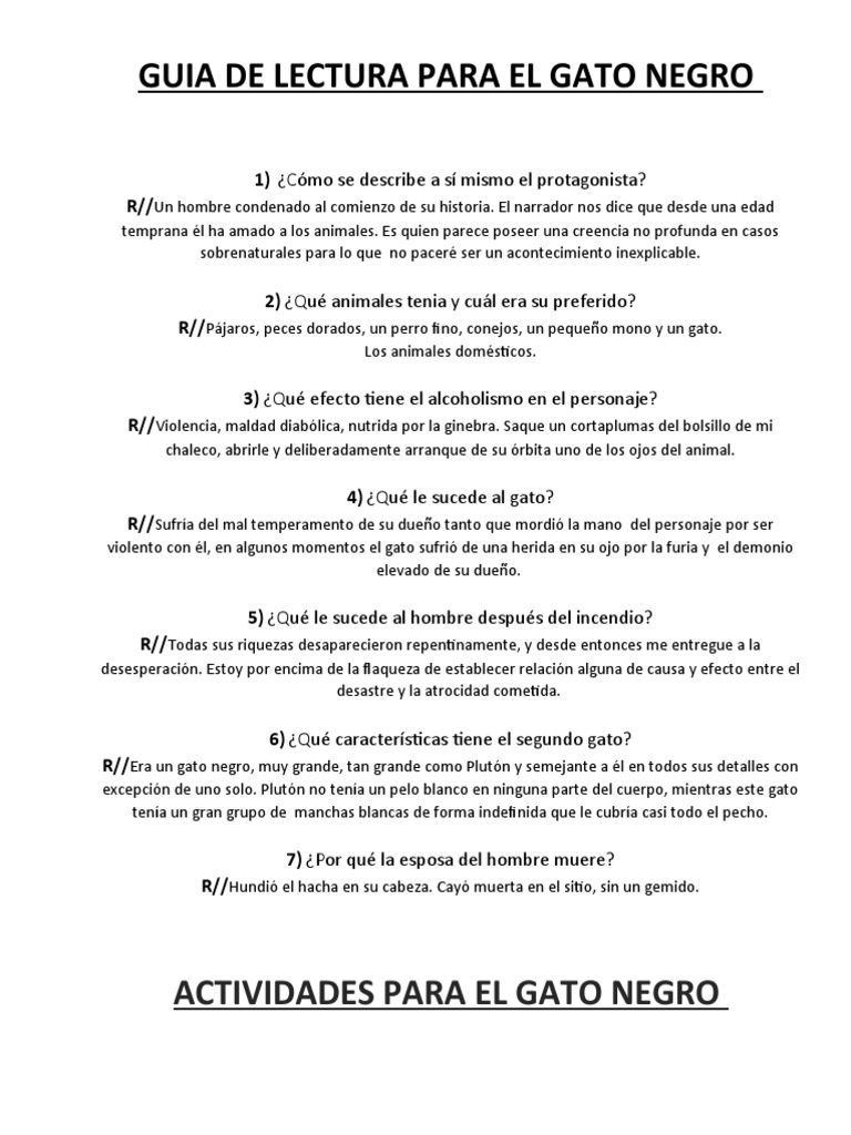 Guía de Lectura: El Gato Negro | PDF | Gatos