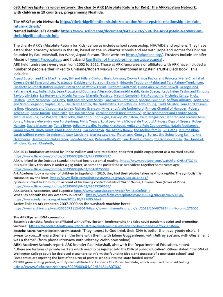 Jeffrey Epstein and The Charity ARK | PDF