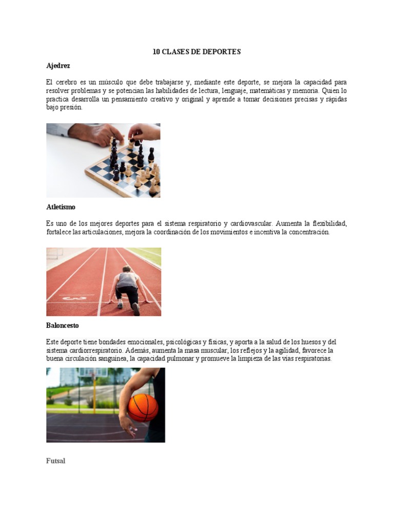 10 Clases de Deportes | PDF | Deportes | Músculo esquelético