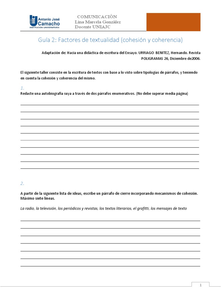 Guía de Escritura y Textualidad | PDF