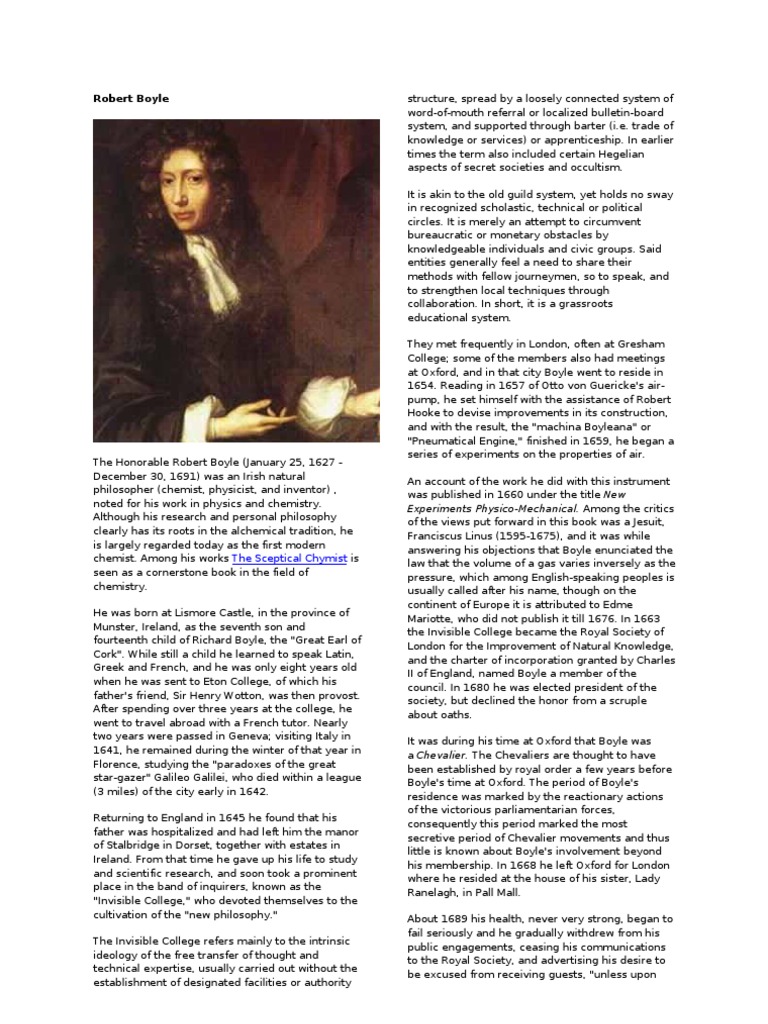Boyle: Pioneer of Modern Chemistry | PDF | Epistemology | Science