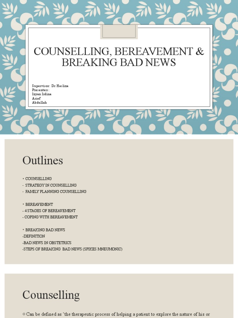 Breaking Bad News: SPIKES Protocol Guide | PDF | Miscarriage | Family ...