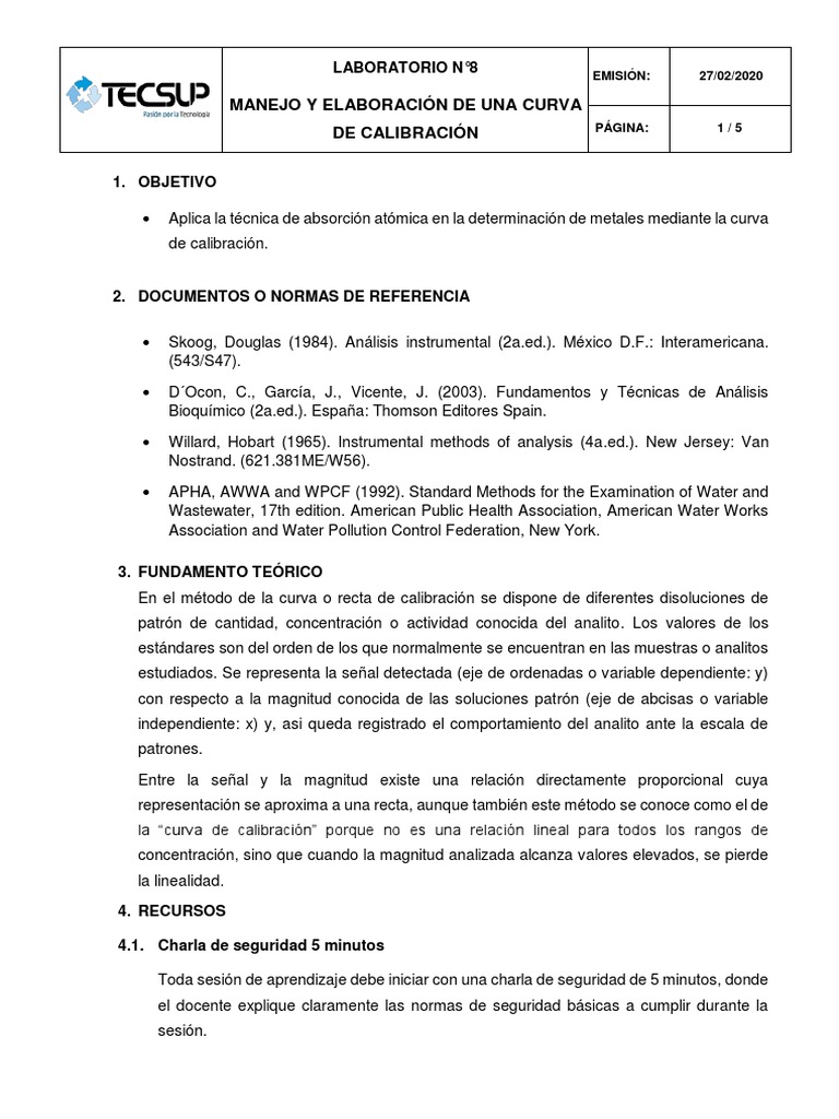 Laboratorio 8 - Manejo y Elaboración de Una Curva de Calibración ...