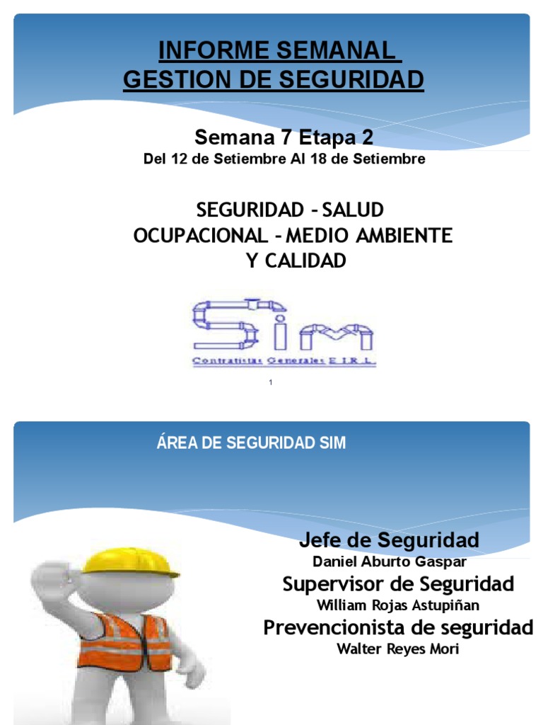 Informe Semanal N°7 SST Sim Proyectos Etapa 2. | PDF