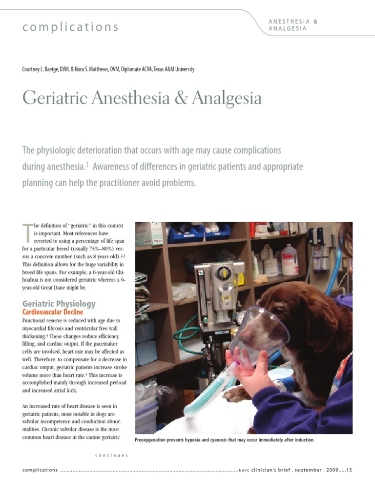 Geriatric Anesthesia & Analgesia: Complications | PDF | Anesthesia | Kidney