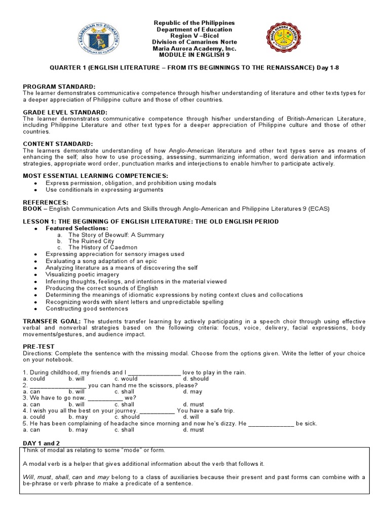 Modals in English Literature from its Beginnings | PDF | Beowulf | Verb