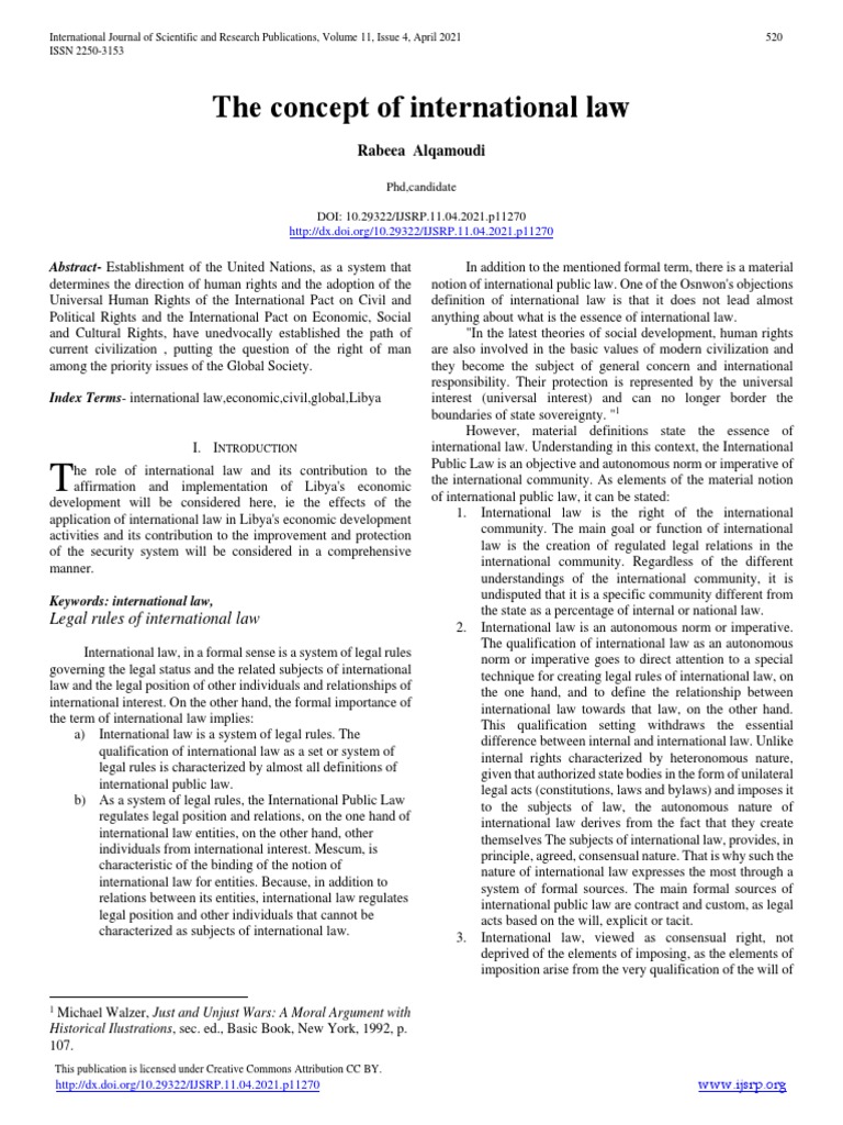 The Concept of International Law | PDF | International Law | Treaty