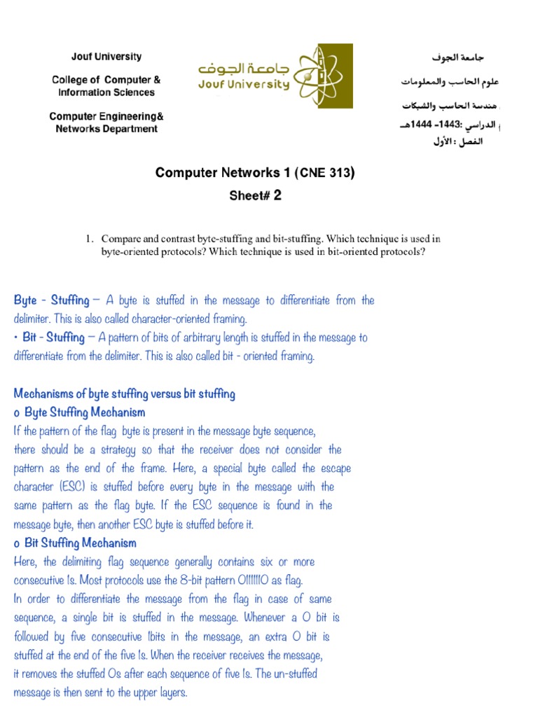 A Comparison of Byte Stuffing and Bit Stuffing Mechanisms for Data ...