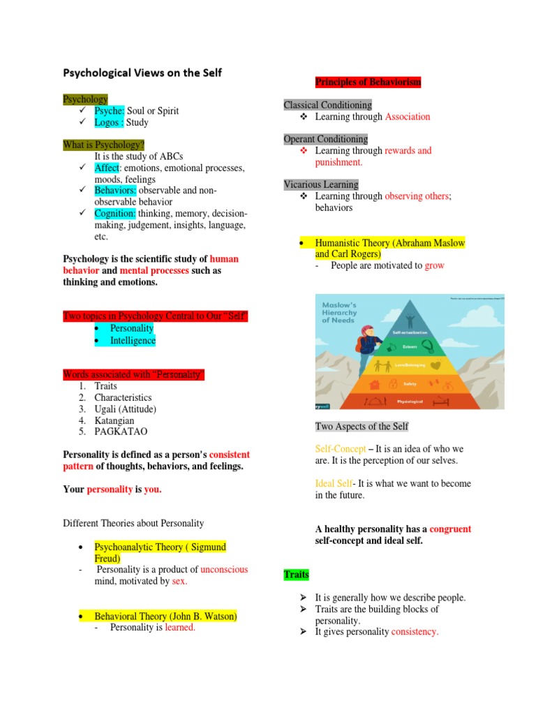 Psychological Views On The Self | PDF | Psychology | Self