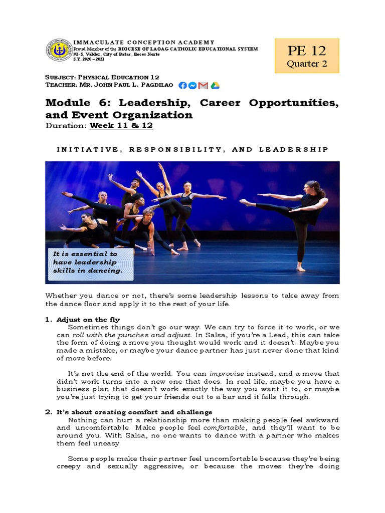 PE 12 2nd Qtr. Week 1112 | PDF | Dances | Physical Therapy