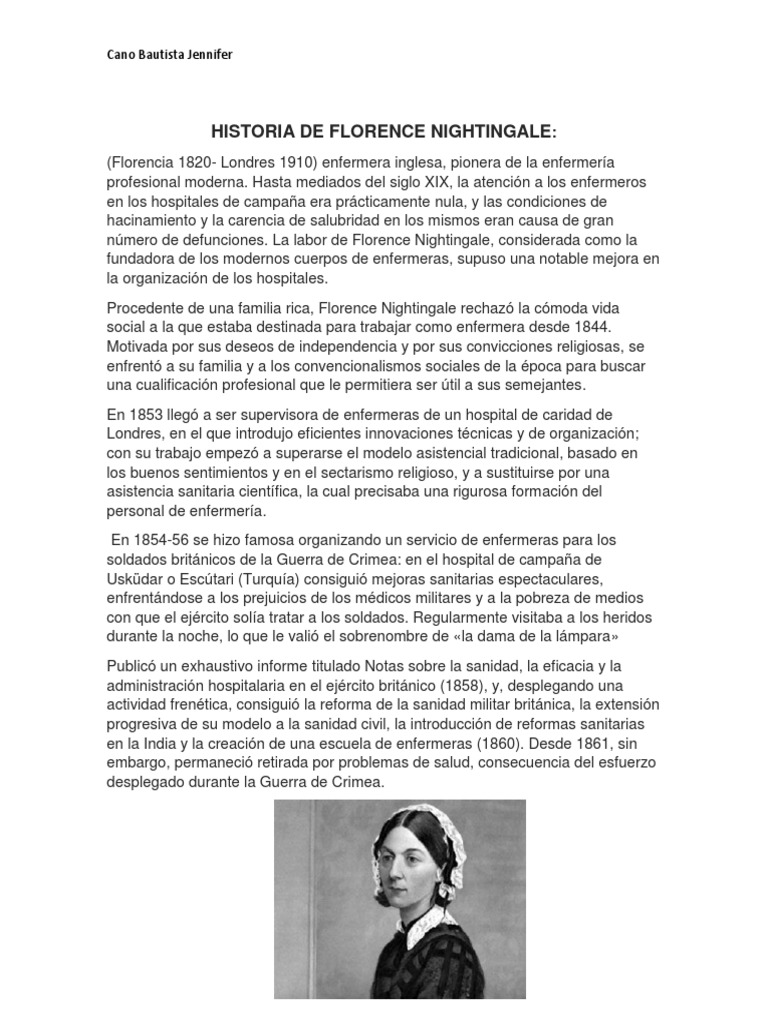 Historia de Florence Nightingale | PDF | Enfermería | ruiseñor de Florencia