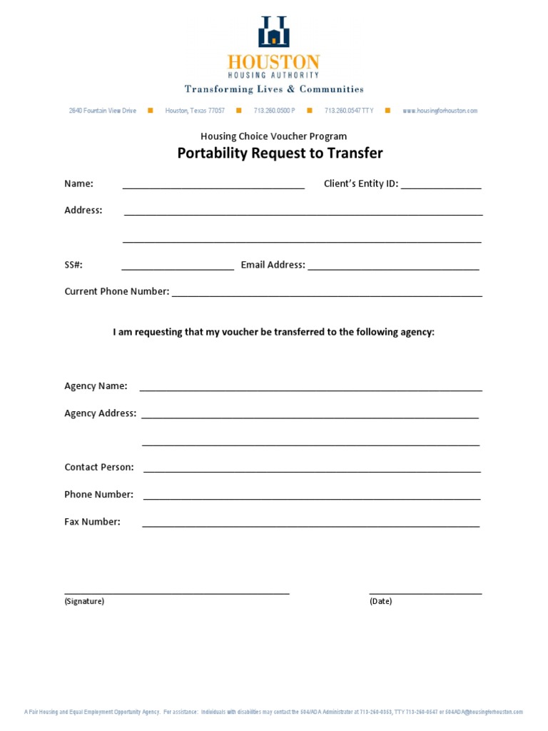 Portability Request To Transfer (Fillable) | PDF