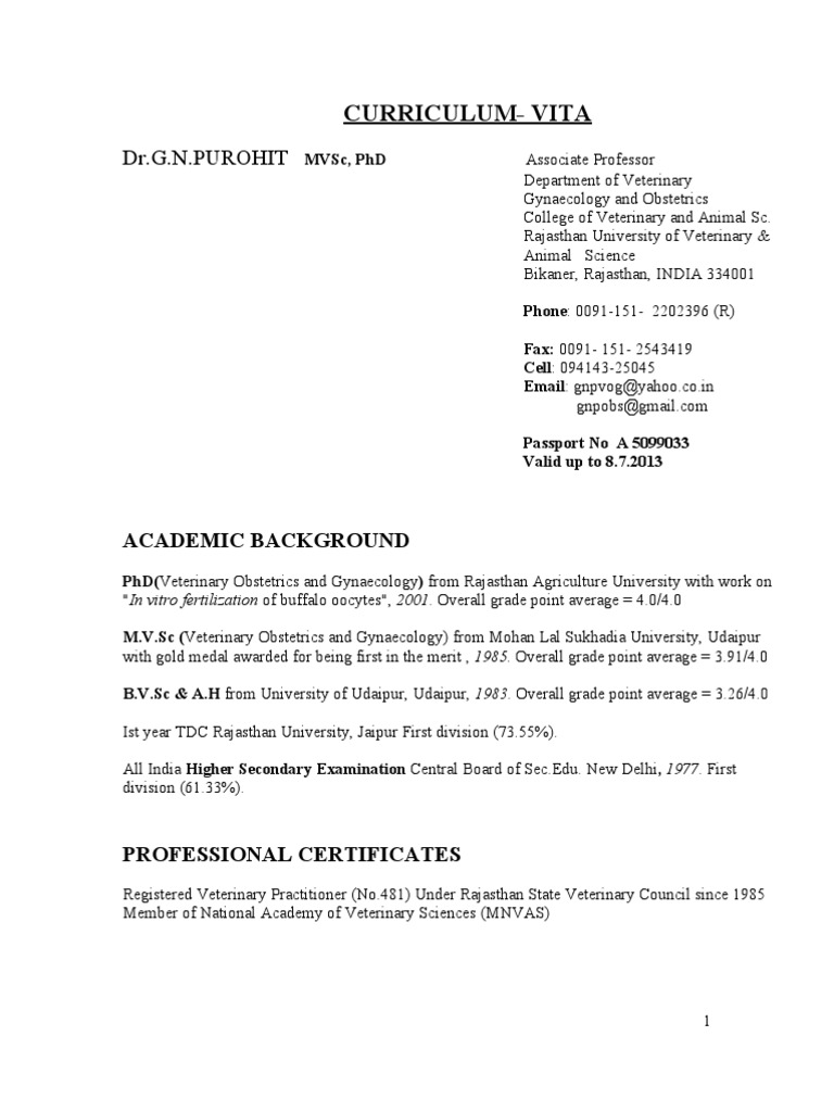 Govind CV | PDF | Veterinary Physician | Gynaecology