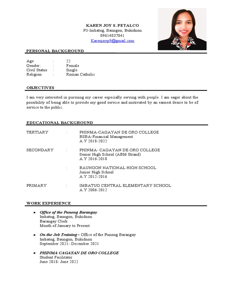 KAREN JOY S RESUME and APPLICATION - 032244 | PDF