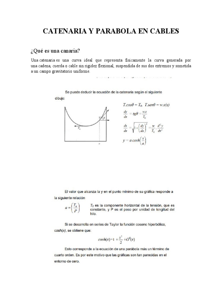 Catenaria y Parabola en Cables | PDF | Geometría diferencial | Matemáticas
